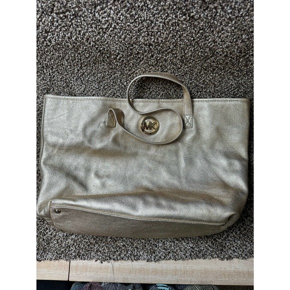 Michael Kors | Bags | Michael Kors Gold Leather Tote Bag | Poshmark